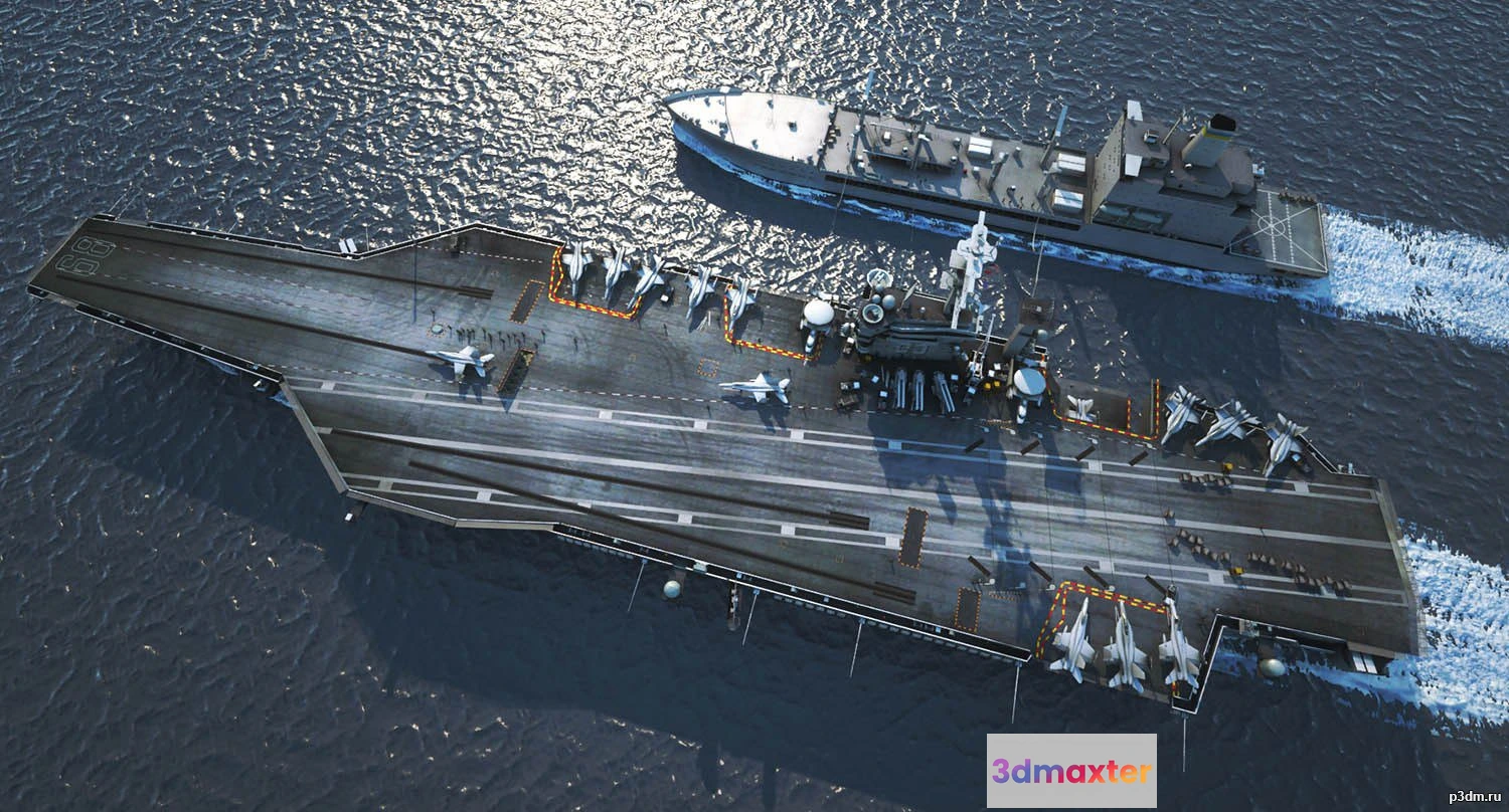 ships 3d models - USS Nimitz Aircraft Carrier and USNS Patuxent - USS ...