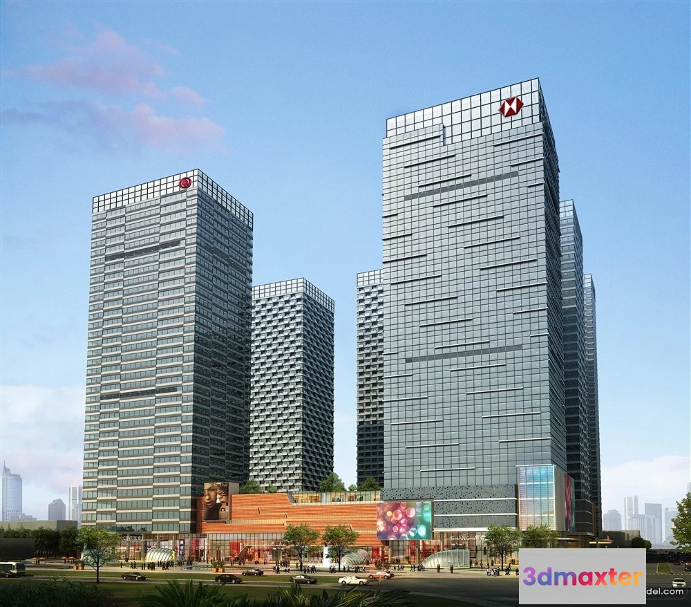 3D Models of Commercial Building - Exterior 3D Scenes - 1105 3D Max ...