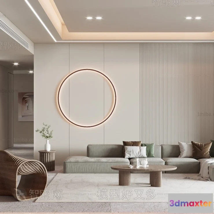 Living Room and Dining Room - 3D Interior Scene - 3D Models - 163 3D ...