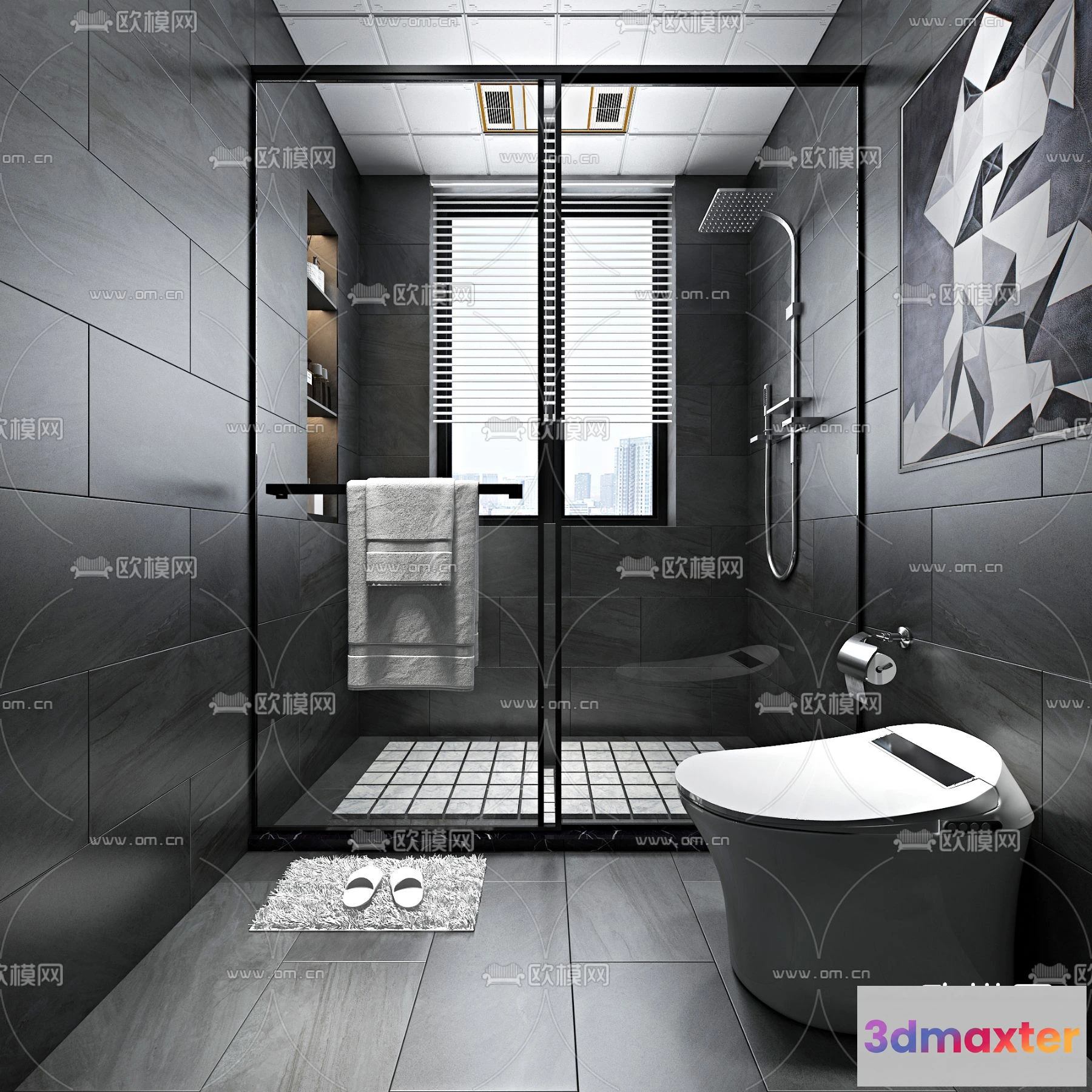 Bathroom 3D Interior Scene Model - Wabi Sabi Style - 008 3D Max - 3DMAXTER