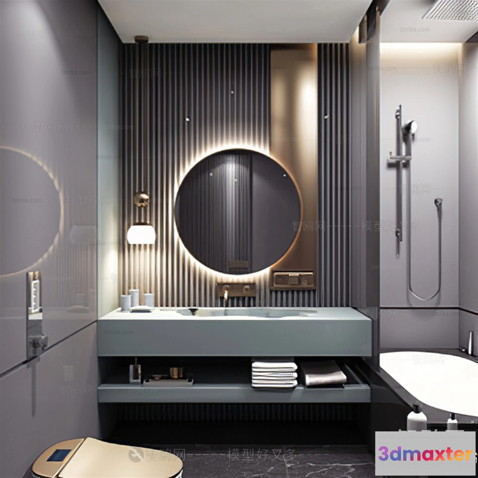 Bathroom - Toilet - WC - RestRoom - 3D Interior Scene - 036 3D Max ...