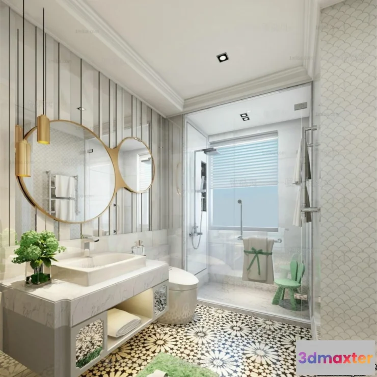 Bathroom - Toilet - WC - RestRoom - 3D Interior Scene - 371 3D Max ...