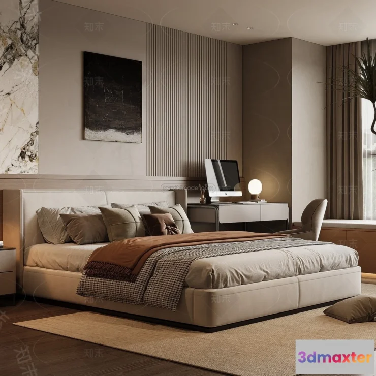 Bedroom - 3D Interior Scene - Italian Style - 007 3D Max - 3DMAXTER