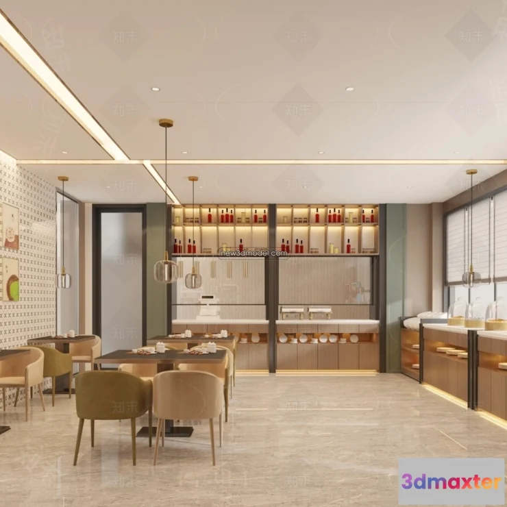 Buffet Restaurant of Hotels 3D Scenes - 3D Blocks - 068 3D Max - 3DMAXTER