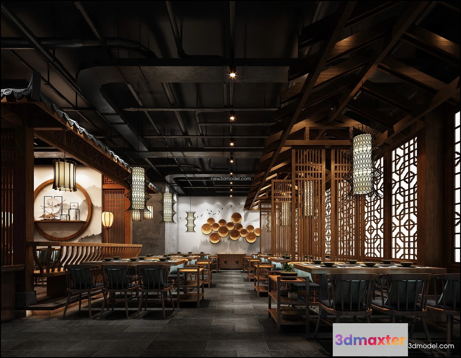 Buffet Restaurant of Hotels 3D Scenes - 3D Blocks - 081 3D Max - 3DMAXTER