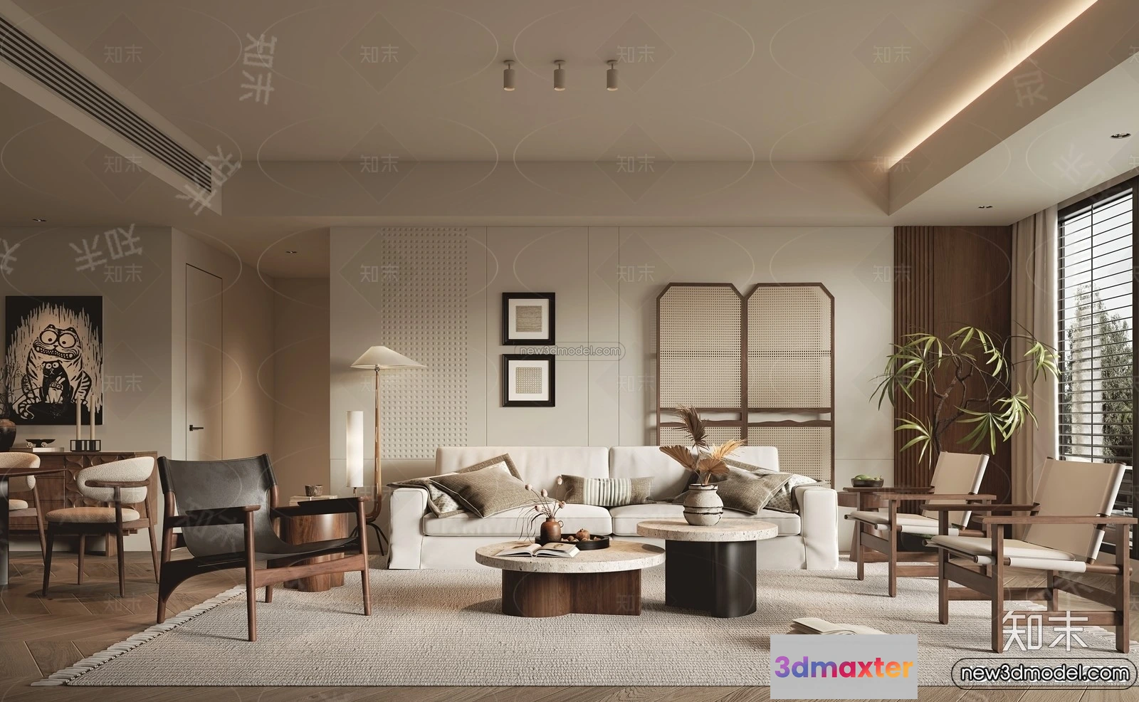 Living Room - 3D Interior Scene - French Style - 053 3D Max - 3DMAXTER