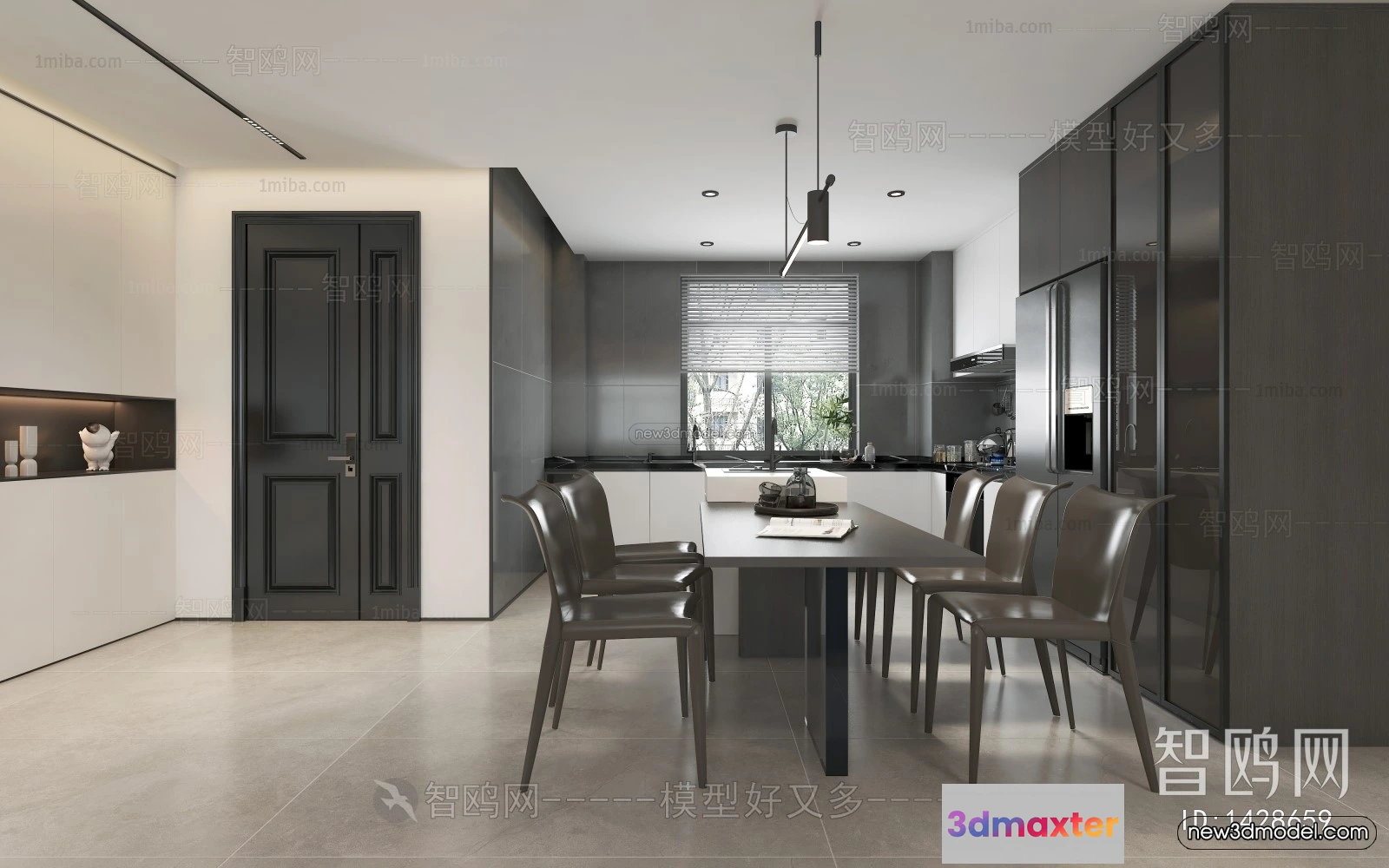 Modern Style Interior 3D Blocks and 3D Models - Living Room 3D Scene ...