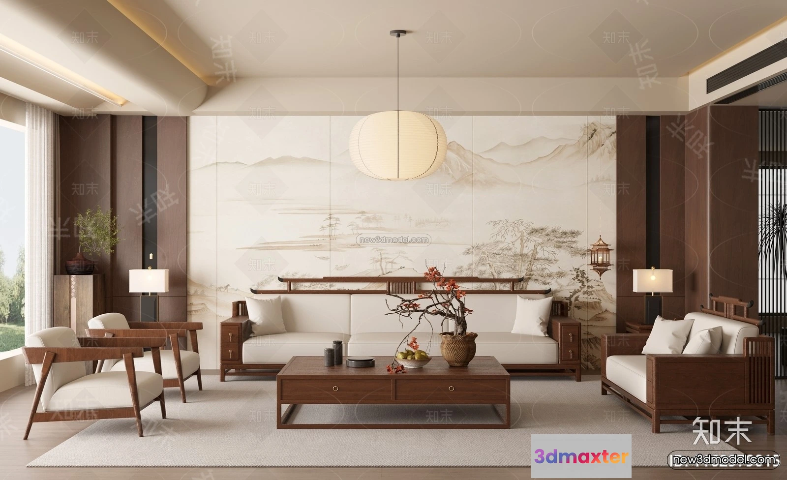 Modern Style Interior 3D Blocks and 3D Models - Living Room 3D Scene ...