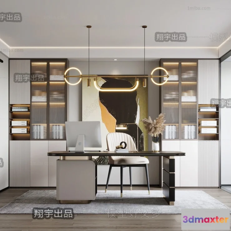Study Space - Modern Style Interior 3D Scenes - 023 3D Max - 3DMAXTER