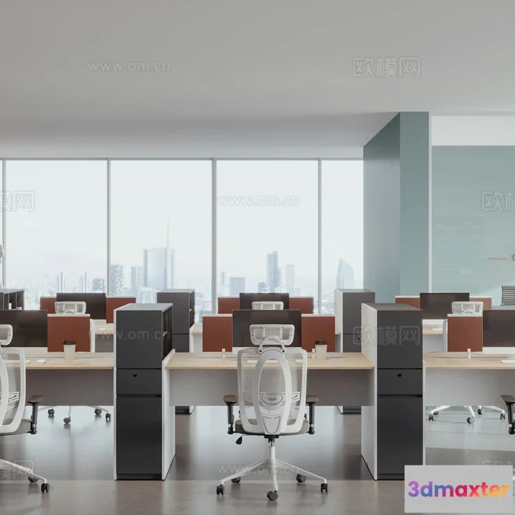 Office Space 3D Scenes - Office Room 3D Blocks - 074 - VRAY Render 3D Max - 3DMAXTER