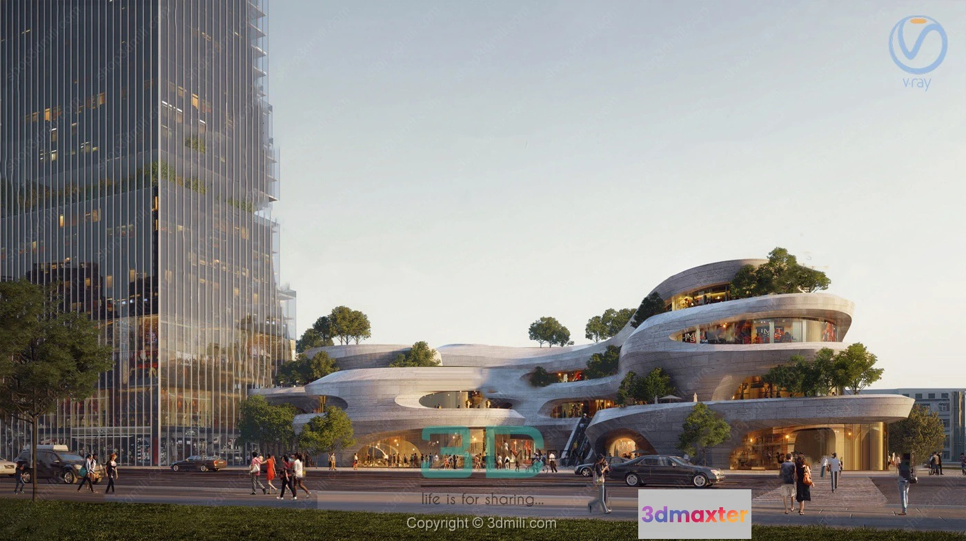 16.Modern business center building exterior 3d model - 11049 3D Max ...