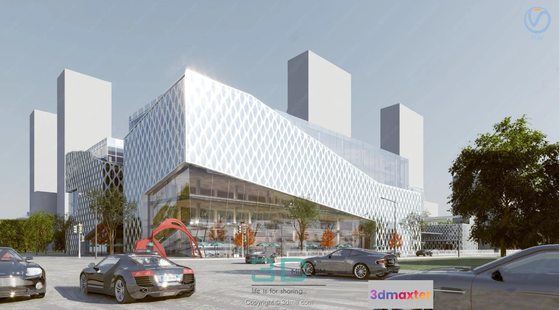 31.Modern shopping mall supermarket exterior 3d model - 11064 3D Max ...