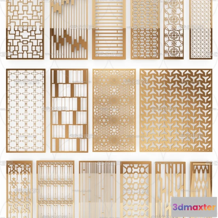 CNC Panels 3D Models - CNC Wall 3D Blocks - 055 - VRAY Render 3D Max ...