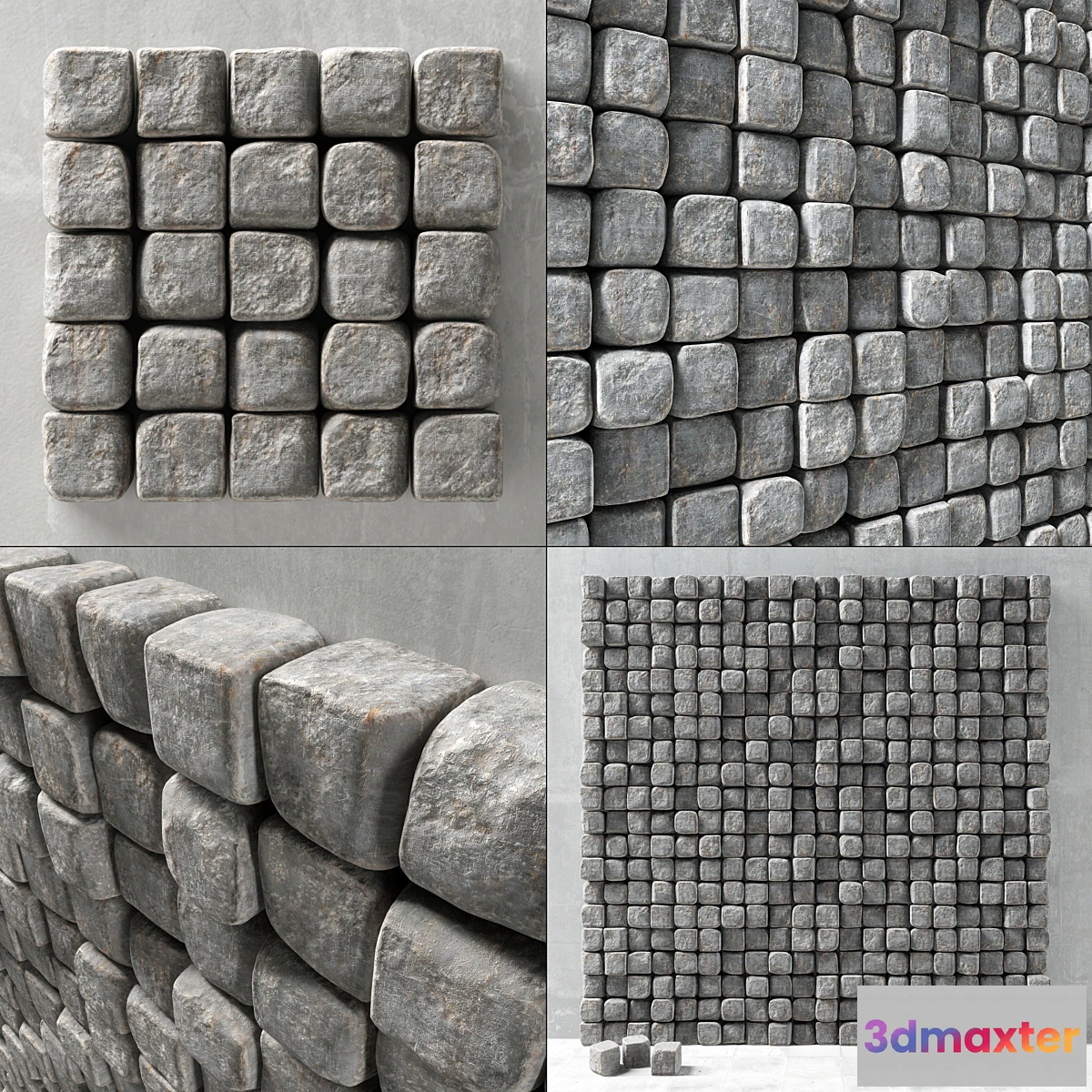 Stone cube panel №5 _ Stone panel from cubes 3D Max - 3DMAXTER