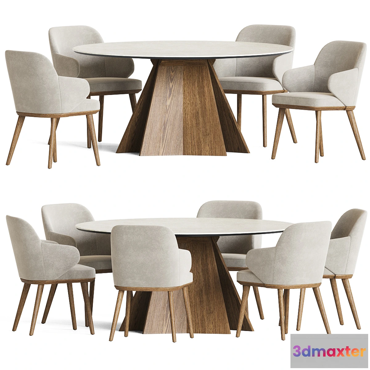 Foyer Chair Icaro Table Dining Set 3D Max - 3DMAXTER