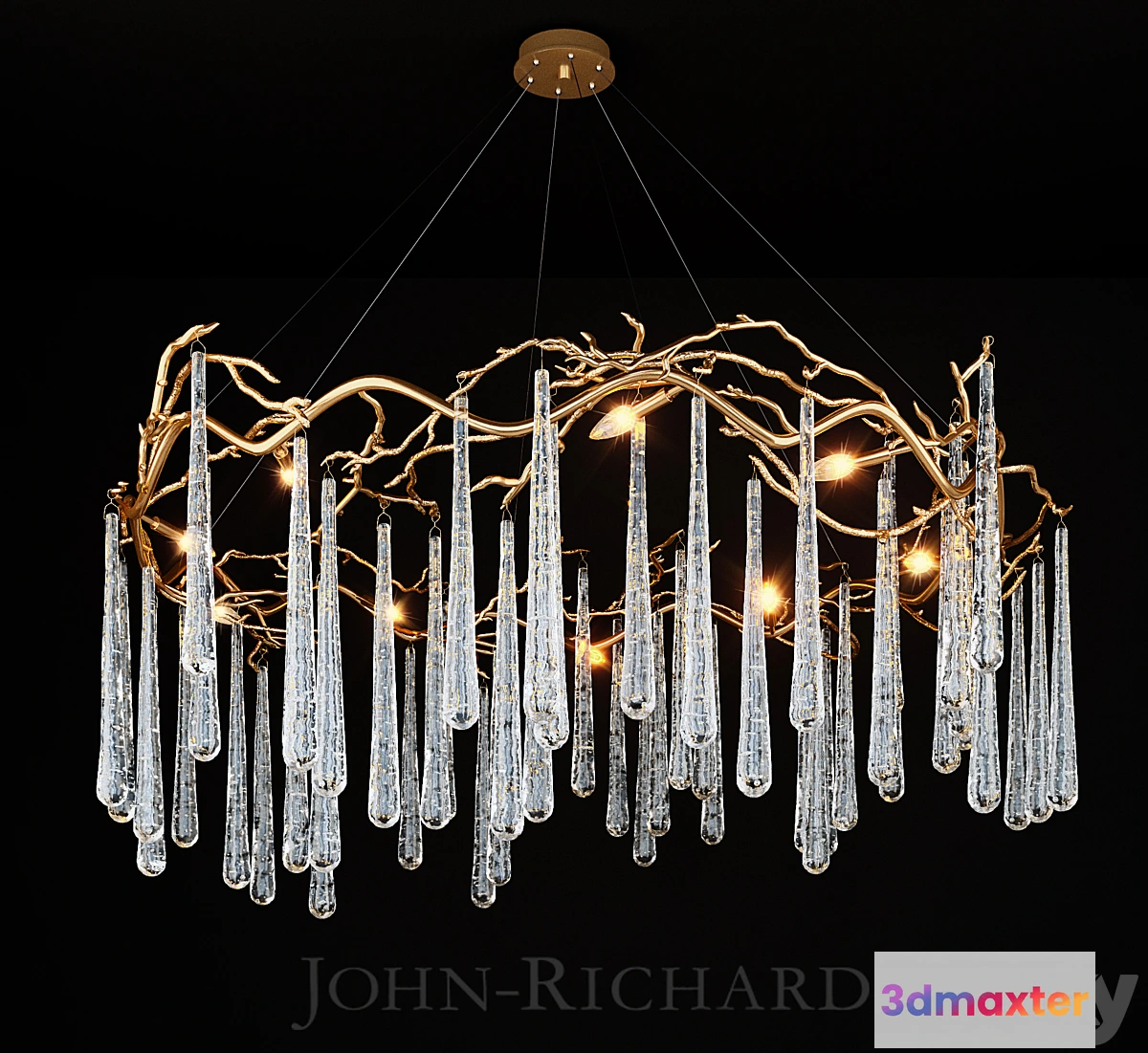 John Richard Brass and Glass Teardrop Eight-Light Chandelier 3D Max ...