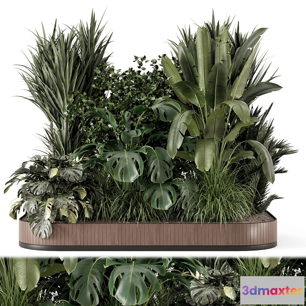 Outdoor Garden Set Bush and Tree - Garden Set 1697 3D Max - 3DMAXTER